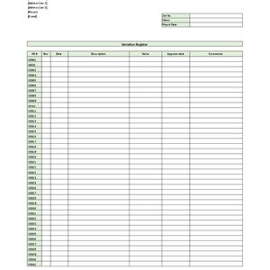 Project Variation Template + (free Variation Register), PROJECT ...