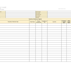 Hazardous Substances Register, PROJECT MANAGEMENT - Etsy