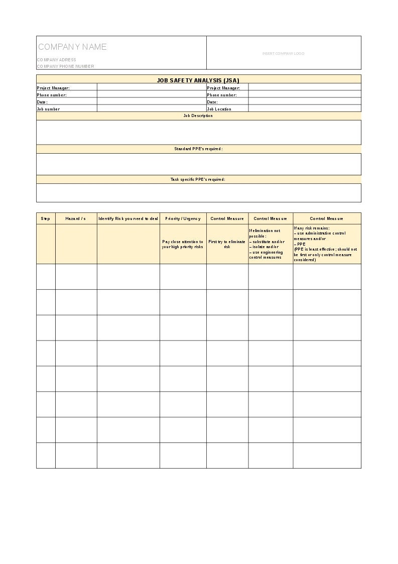 Job Safety Analysis (JSA), PROJECT MANAGEMENT - Etsy