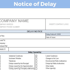 Delay Notice Template, PROJECT MANAGEMENT - Etsy