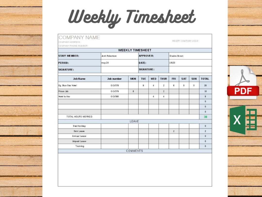 Weekly Timesheet Template, PROJECT MANAGEMENT - Etsy New Zealand