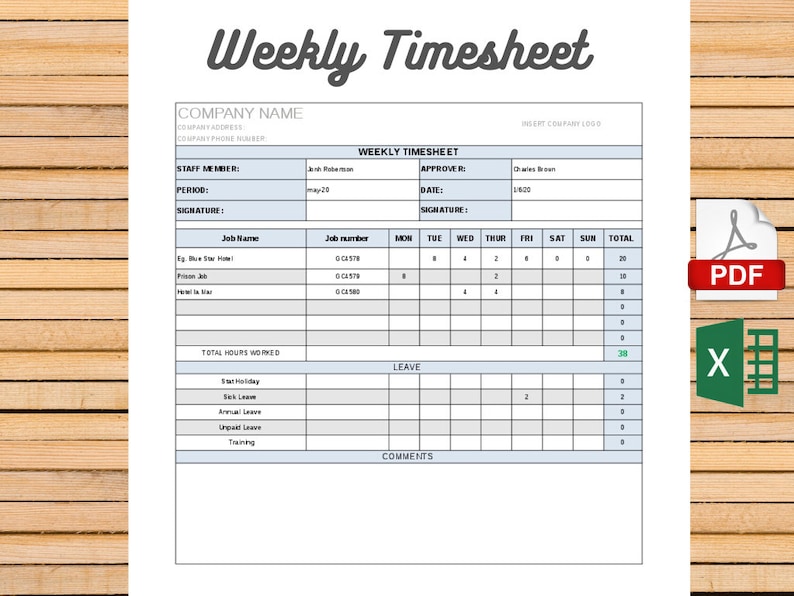 Weekly Timesheet Template, PROJECT MANAGEMENT - Etsy New Zealand