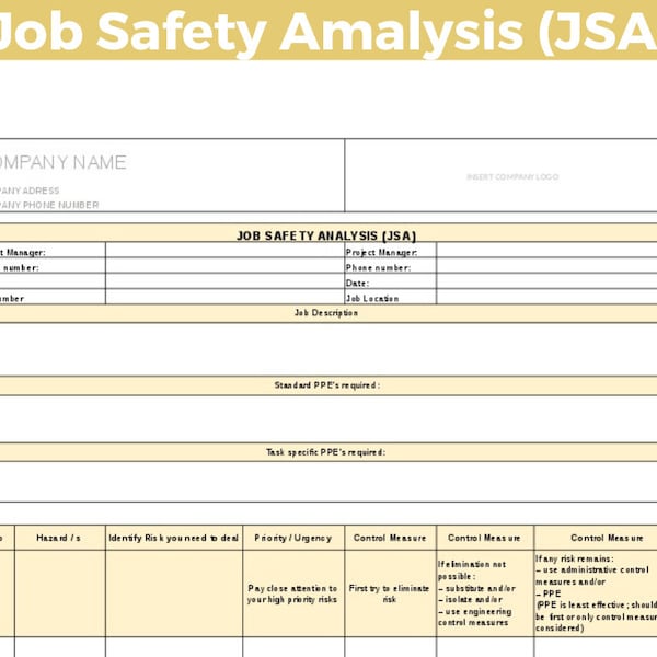 Job Safety Analysis Form - Etsy