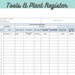 Tools & Plant Register Template, PROJECT MANAGEMENT - Etsy New Zealand