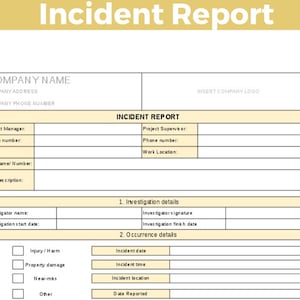 Incident Report Template, PROJECT MANAGEMENT - Etsy