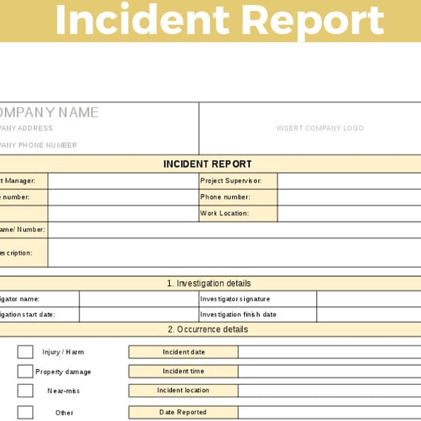 Incident Report Template - Etsy