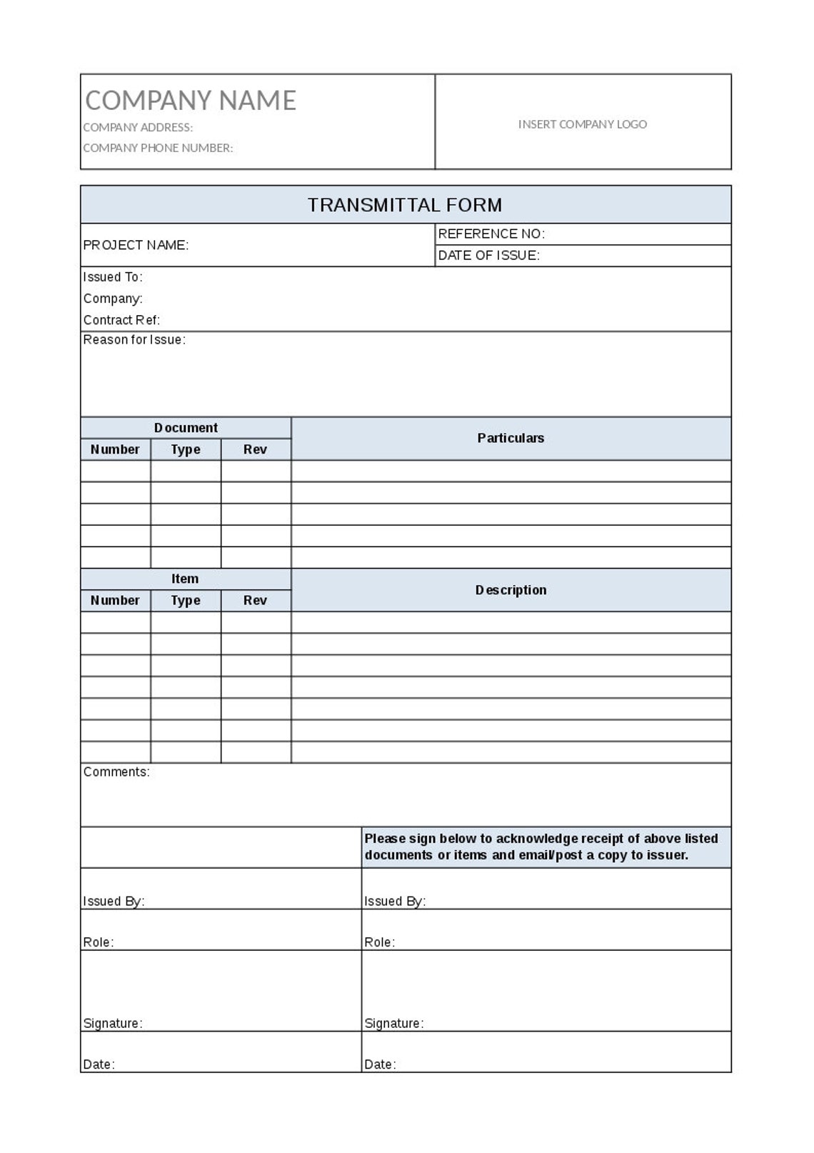 Transmittal Form, PROJECT MANAGEMENT - Etsy
