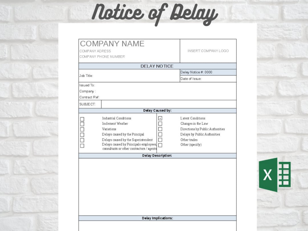 Delay Notice Template, PROJECT MANAGEMENT - Etsy