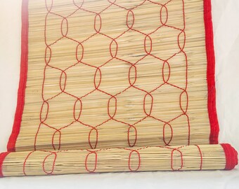 Natural Color Bamboo Cross Thread Design Blind Shade Green Thread ...