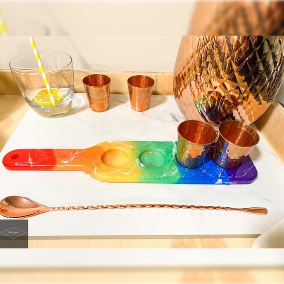 Shot glass tray 4 holes resin small candle tray | Etsy