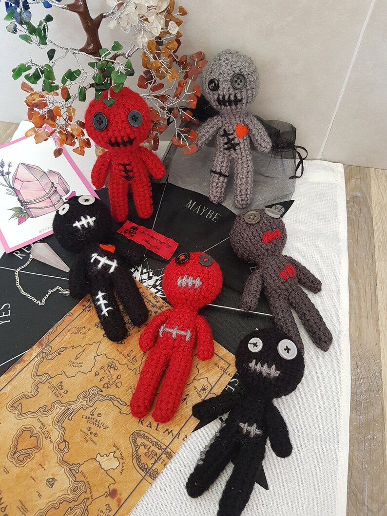 Handmade Voodoo-style Gothic Ragdoll. Crocheted in the UK. Red With ...