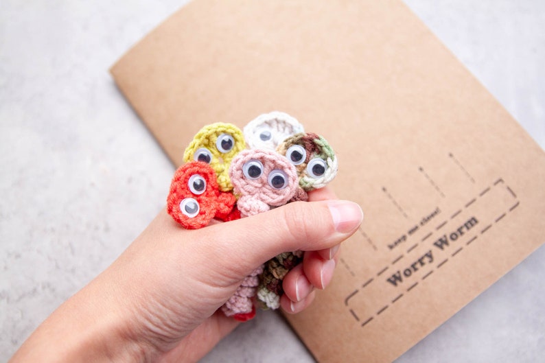 Handmade CARD: Worry Worm Keychain/ Amigurumi Crochet/ Stress - Etsy