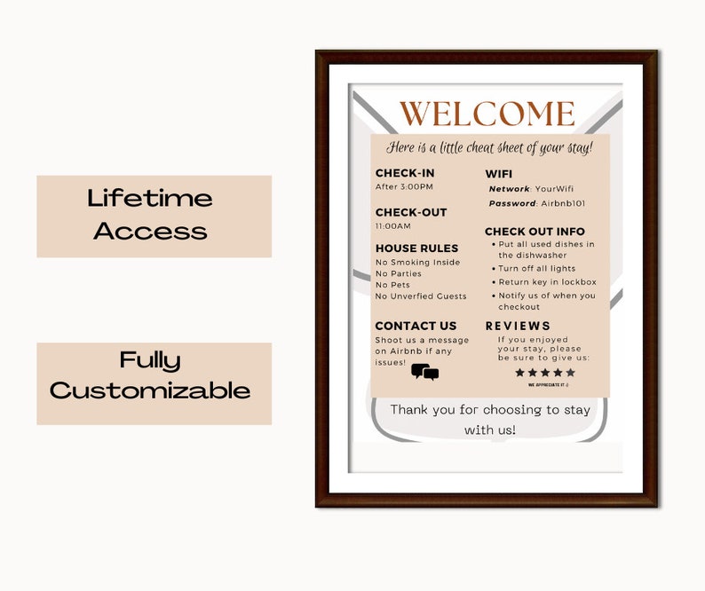 Airbnb Welcome Sign Template, Editable Canva Welcome Sign, VRBO ...