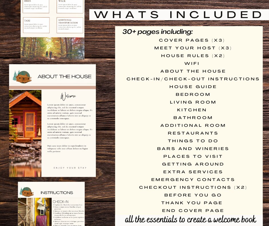 Cabin Airbnb Welcome Book Template, House Manual, Editable Canva ...