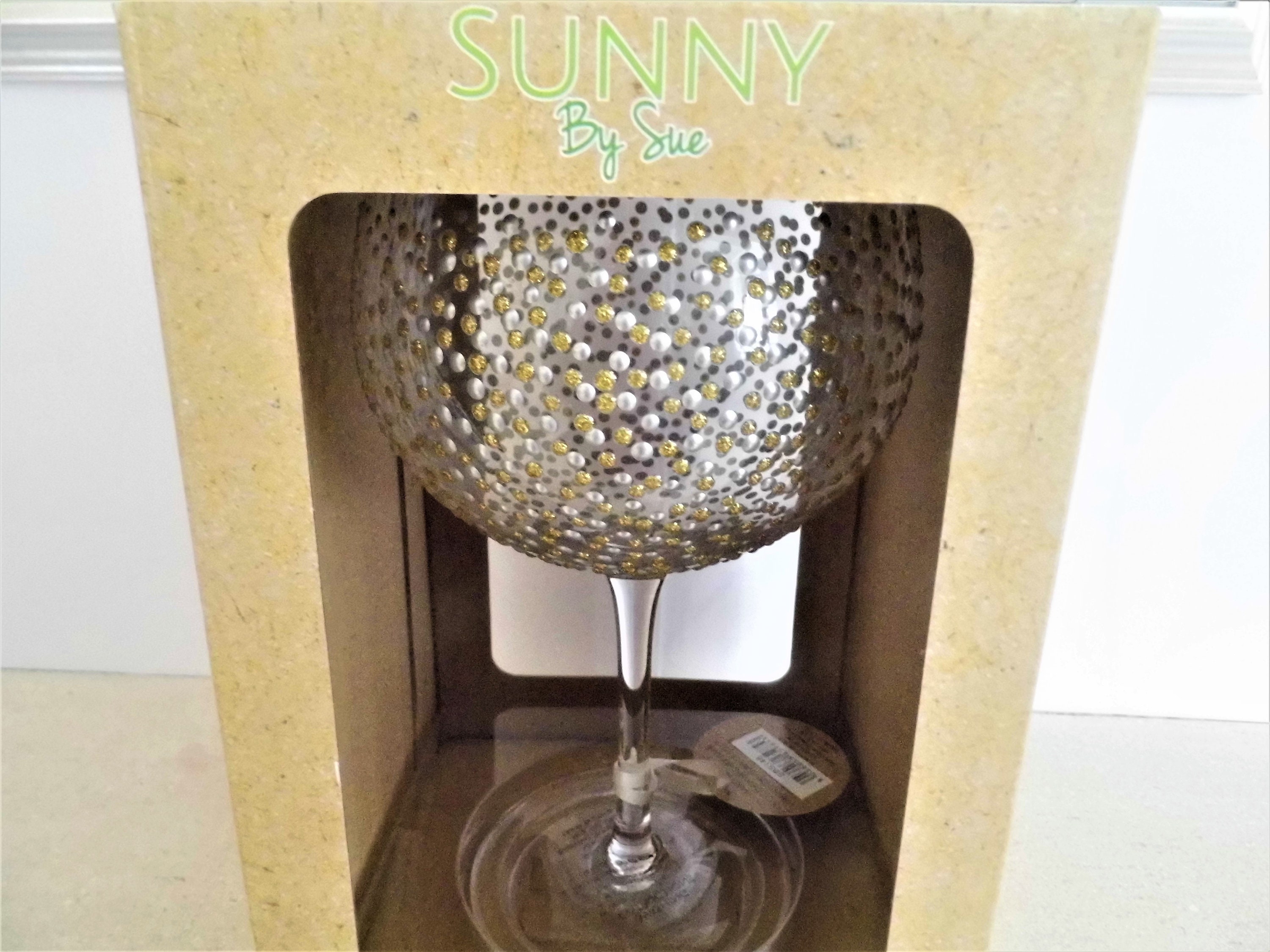 Sunny by Sue Hand Painted Gold and Silver Dots Gin and Tonic balloon ...