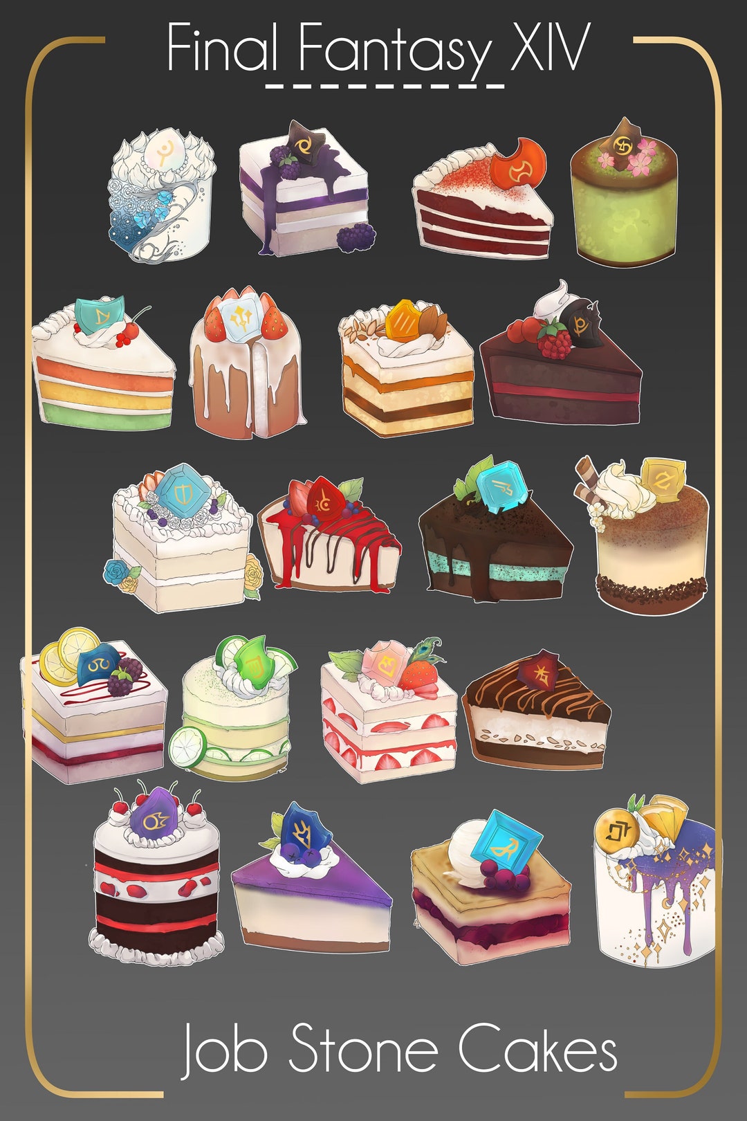FFXIV - Job Stone Cake 4" Stickers - Etsy