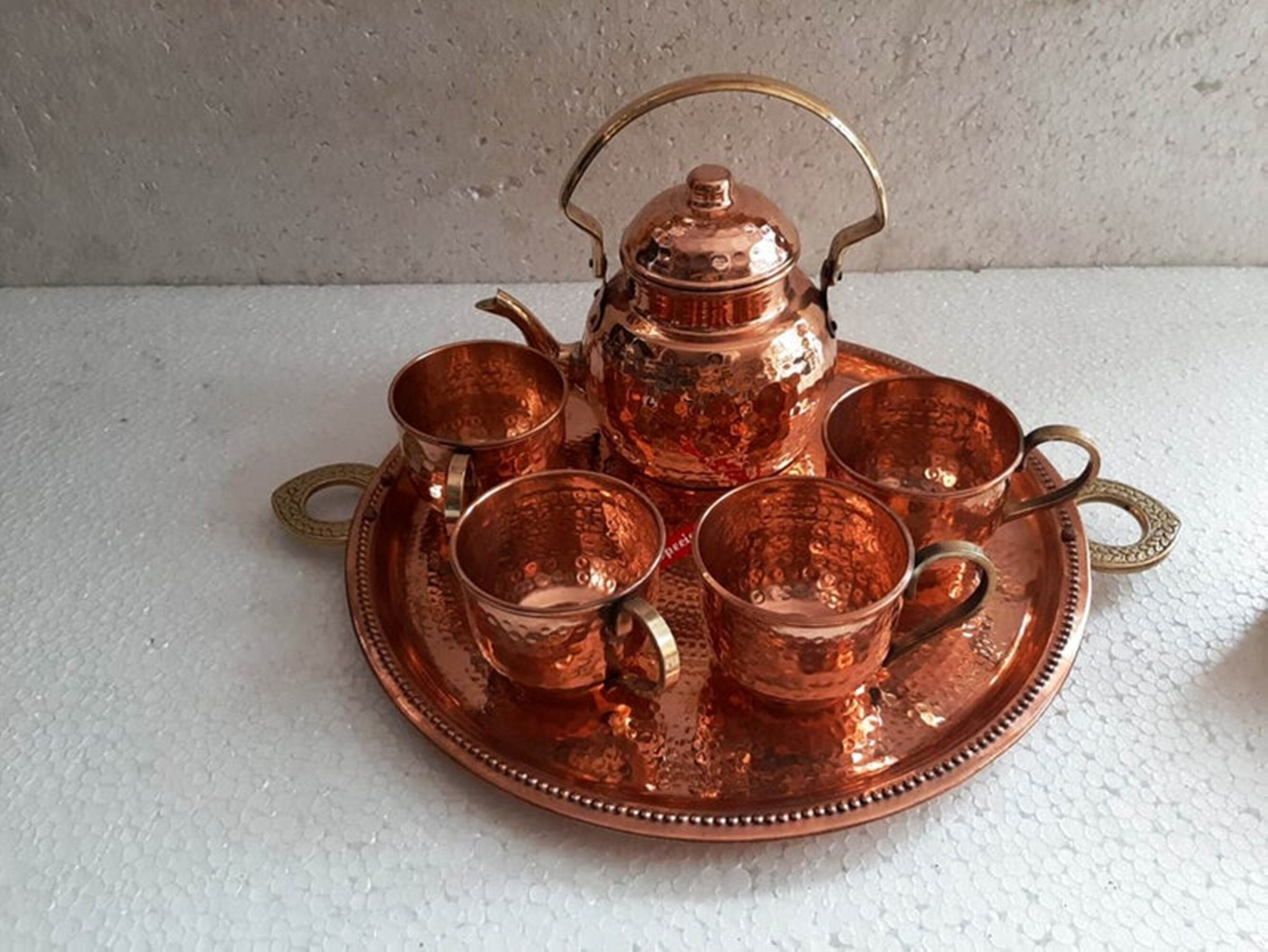 Indian handmade hammered 100% pure copper Tea set with 1 tea | Etsy