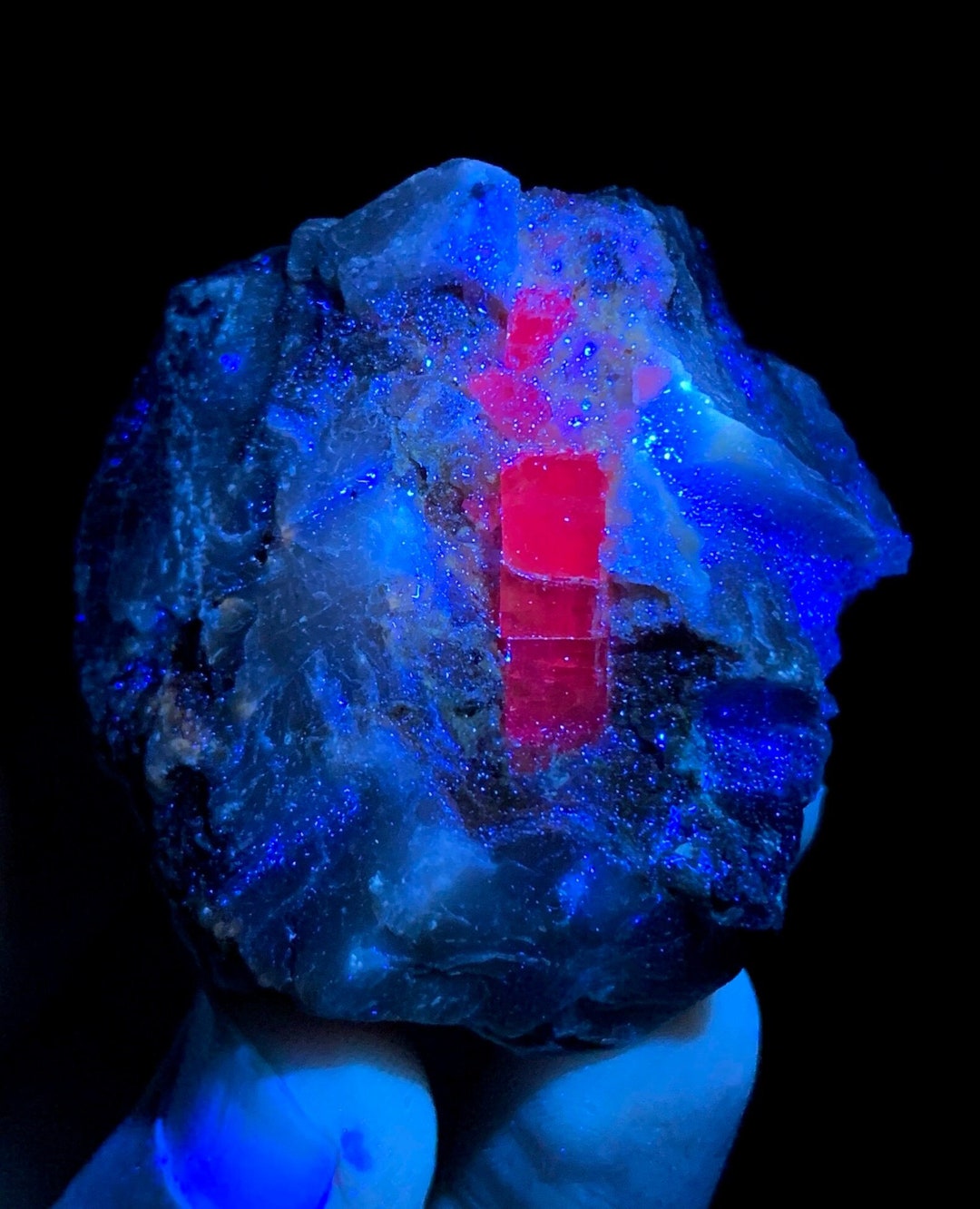 Natural Rare Pink Colour Fluorescent Topaz Crystal on Matrix Specimen ...