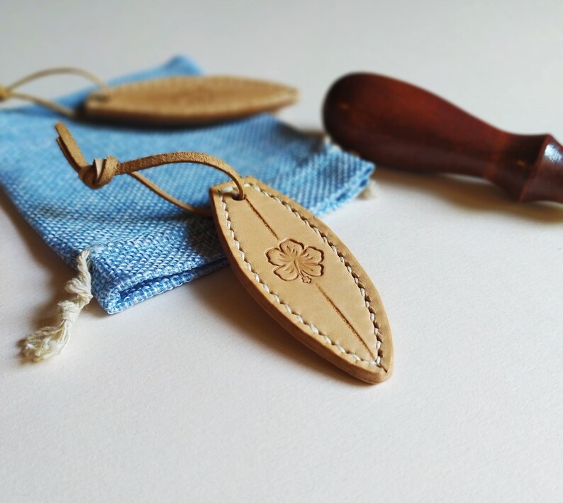 Natural Leather Surf Key Ring - Etsy