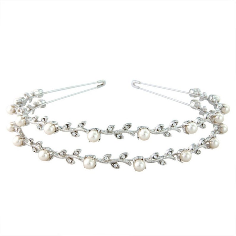 Swarovski Crystal And Pearl Double Row Headband Head Band Etsy