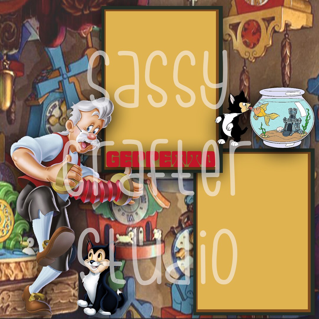 Disney Scrapbook Pages Meet and Greet Geppetto Readymade - Etsy