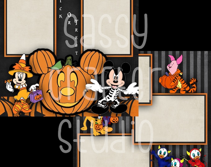 Disney Scrapbook Pages - Mickey Trick or Treat - 2 Page Set - 12x12 ...