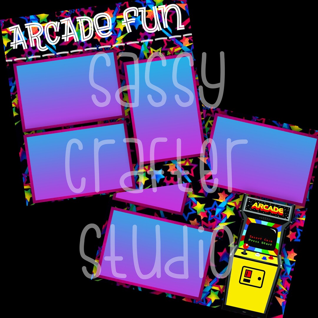 Scrapbook Pages - Arcade Fun - Readymade 12x12 Cardstock - Just Add ...