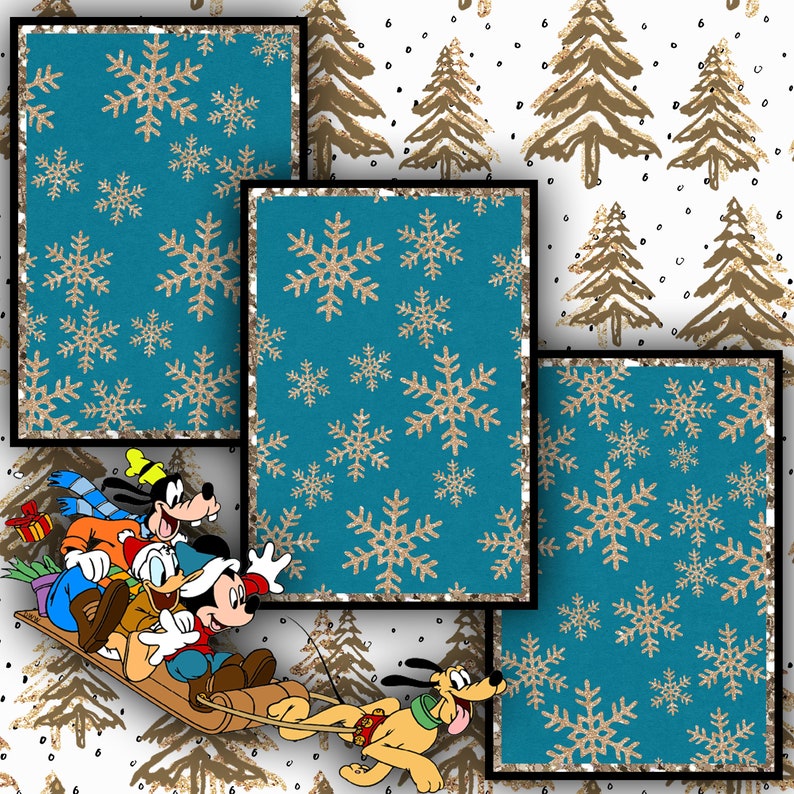 Disney Scrapbook Pages Christmas Sledding 2 Page Set 12x12 Cardstock ...