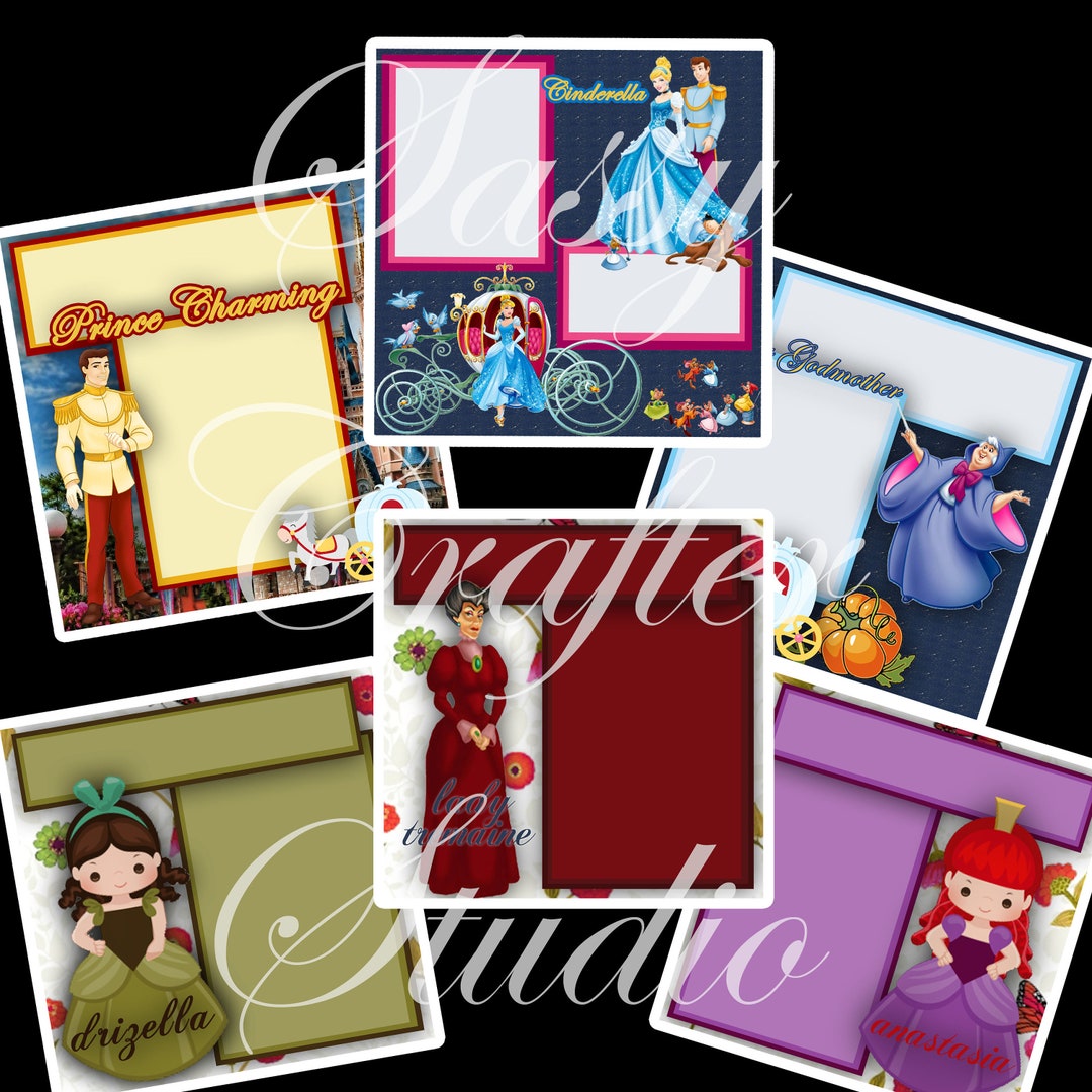 Disney Autograph Book Cinderella Character Set Premade Pages 8x8 Pages ...