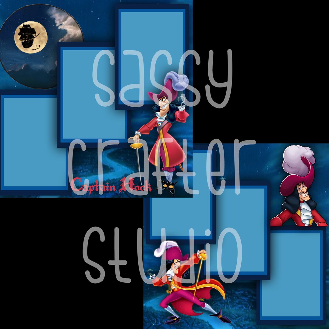 Disney Scrapbook Pages - Meet and Greet - Captain Hook 2 Page Set - Readymade Pages - 12x12 ...