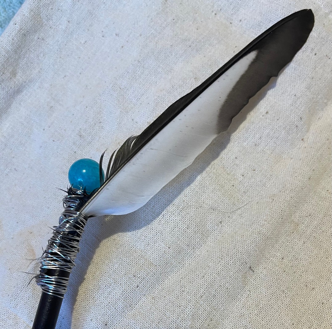 Magpie Feather Hair Pin, Crystal Hair Wand - Etsy