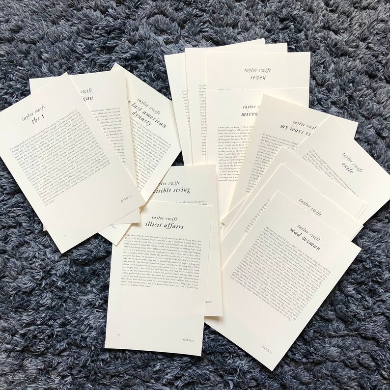 Folklore Lyrics Book Printable Taylor Swift Poster | Etsy