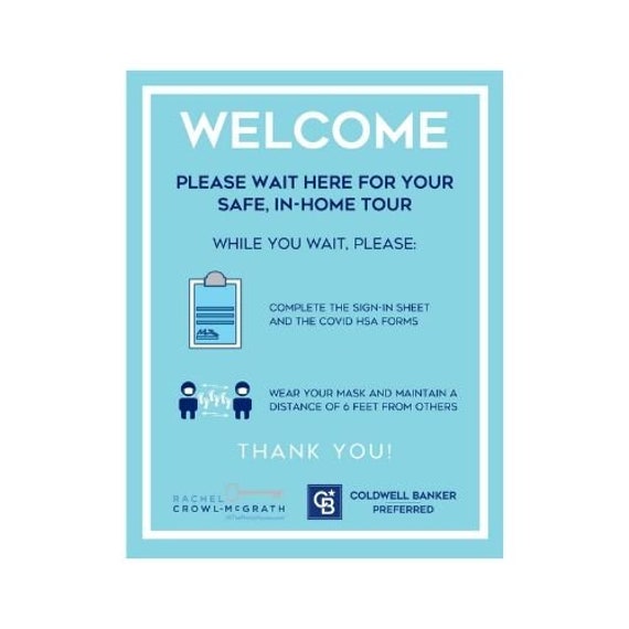 Please Wait Here Social Distancing Open House Sign Template | Etsy