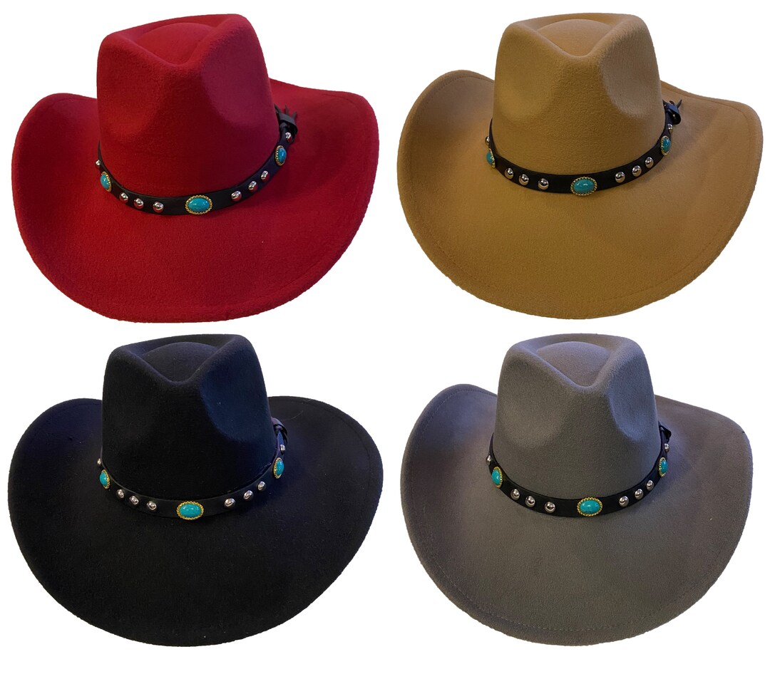 Cowboy Fedora Ranger Aussie Felt Bucket Western Cowboy Hat Cap With ...