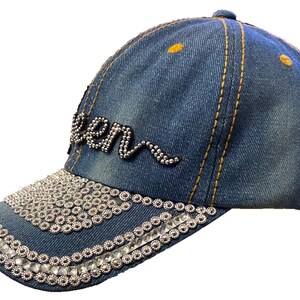 Girl Lady Women Mother Gift Bling Bling Princess Premium Denim Jean Hat ...