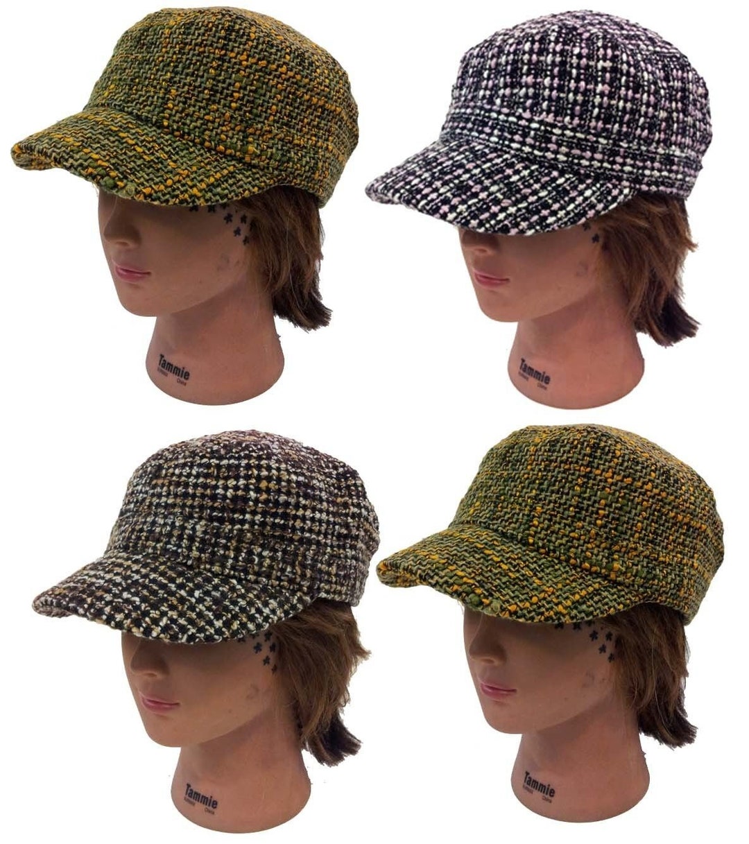Trendy Ladies Tweed Ladies Men Cadet Cap Army Military Fashion Castro ...