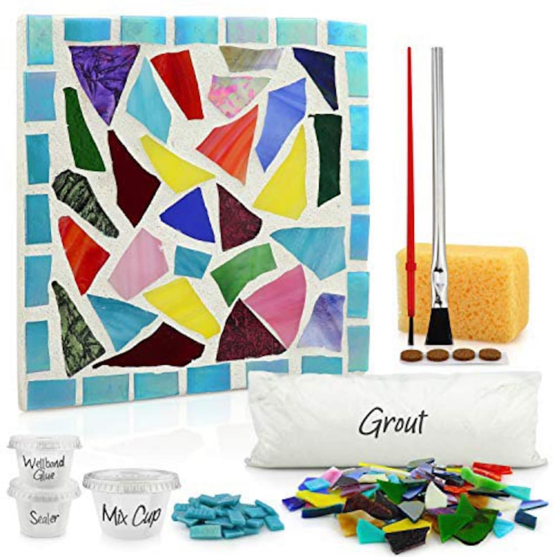 Mosaic Kit Adult Stained Glass Pieces Glass Mosaics Diy Kit Etsy
