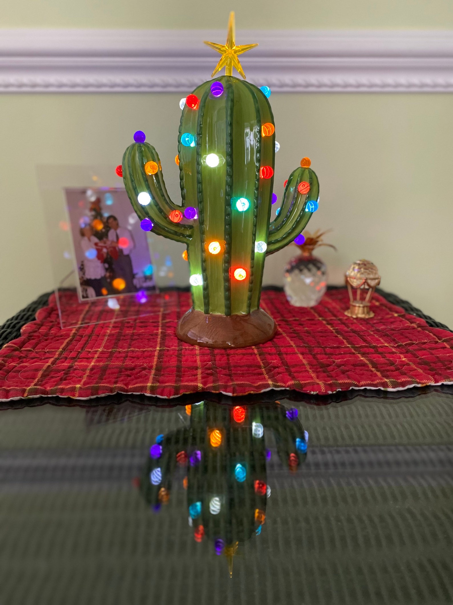 Light up Cactus USA Ceramic Cactus Christmas Tree Decoration - Etsy