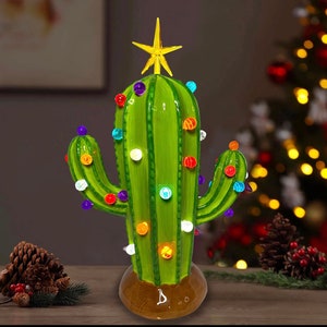Light up Cactus USA Ceramic Cactus Christmas Tree Decoration - Etsy