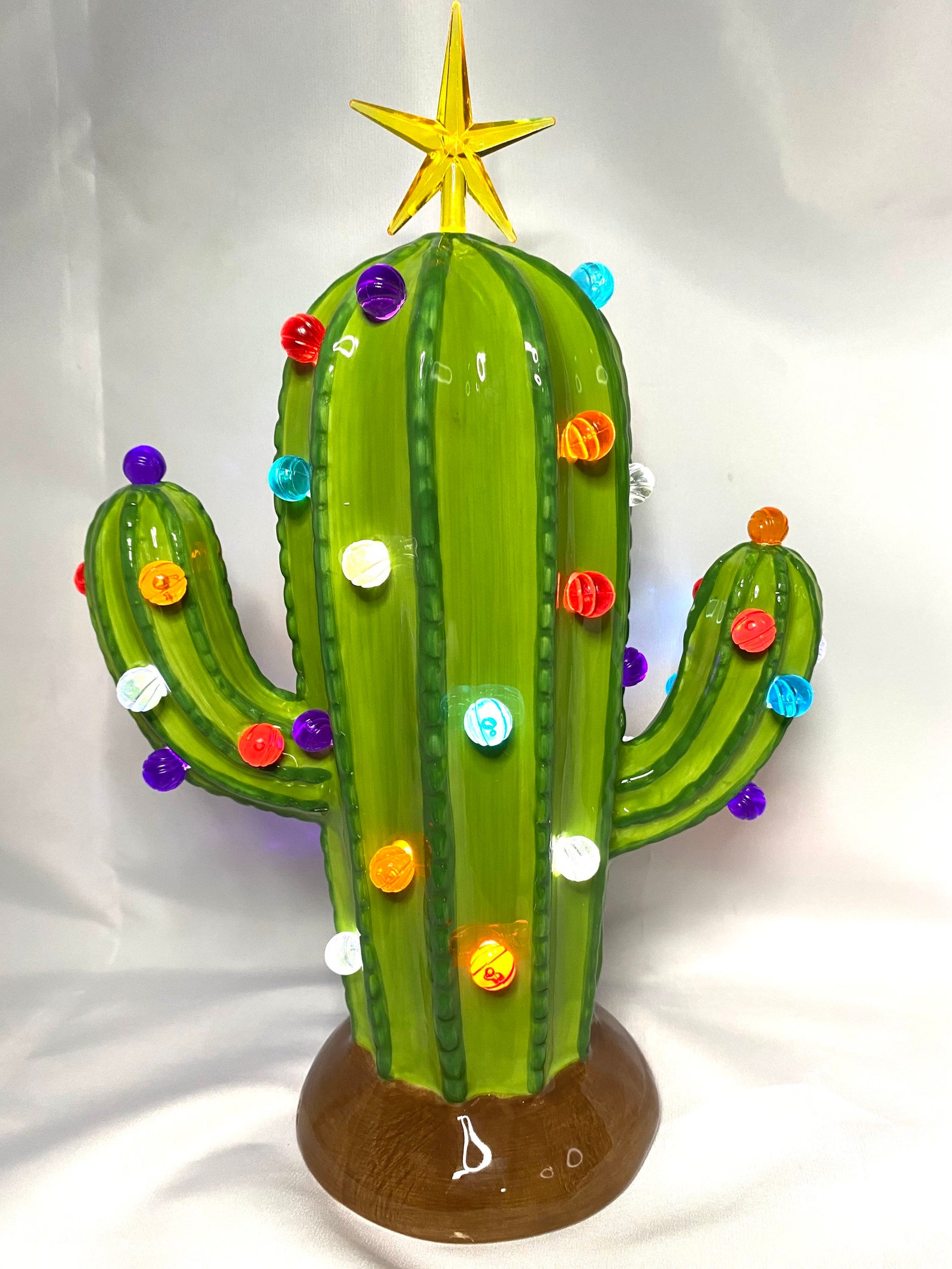 Light up Cactus USA Ceramic Cactus Christmas Tree Decoration - Etsy