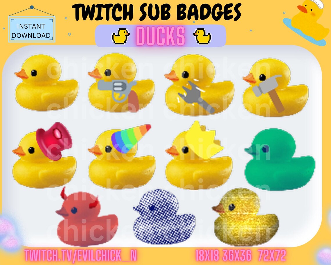 Duck Sub Badges, Duck Badges, Duck Emotes, Cute Sub Badges, Sub Badges ...