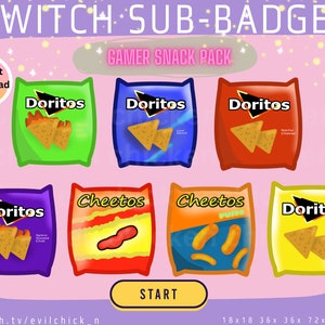 Gamer Sub Badges, Snack Sub Badges, Spicy Chip Sub Badges, Food Sub ...