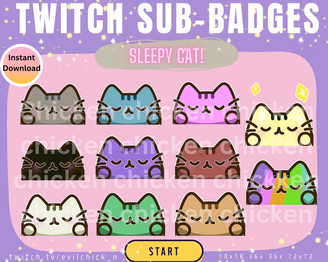 Sleepy Cat Badges, Cat Sub Badges, Kitty Sub Badges, Cat Sub Badges ...