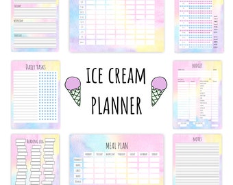 Printable PDF Download Ice Cream Themed Daily Planner - Etsy
