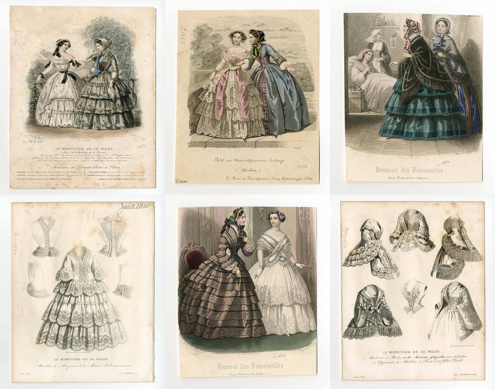 Vintage Ladies fashion galleries 1840-1854. 1100 images of | Etsy