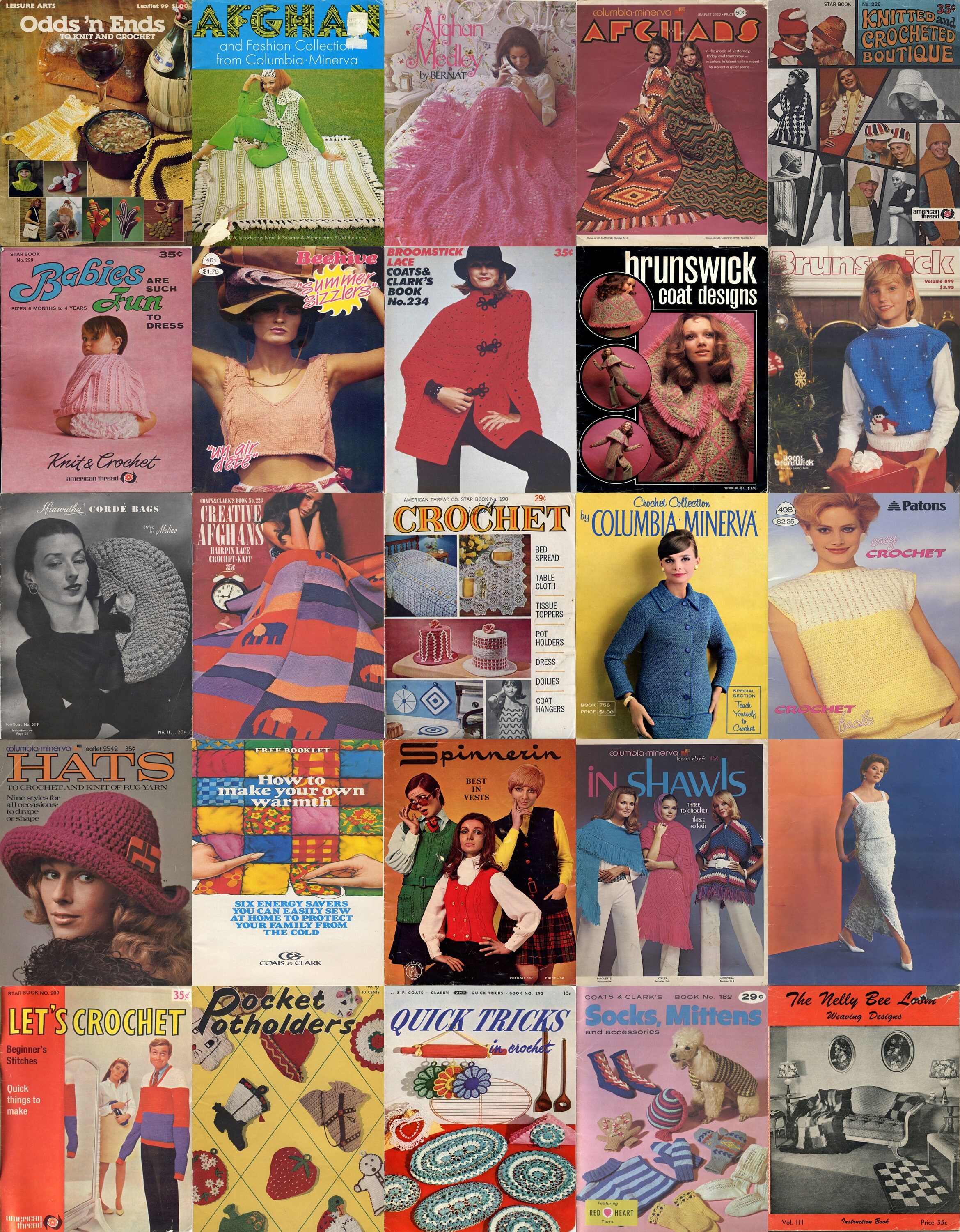 50 X Vintage Craft Magazines, Crochet, Knitting, Afghan, Sewing ...