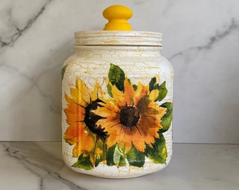 Sunflower Cookie Jar 64ozs 1/2 Gallon H8 X W 6 | Etsy