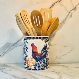 Roosters Kitchen Utensil Holder, Rooster Utensil Caddy, Rooster Utensil ...