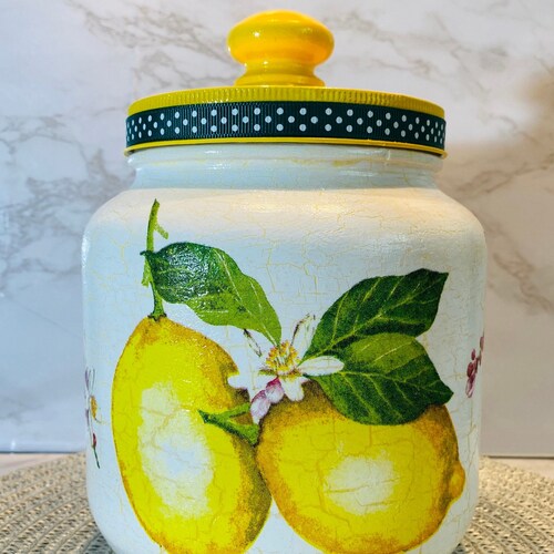 Lemon Cookie Jar Lemon Canister Lemon Decor 1/2 Gallon - Etsy