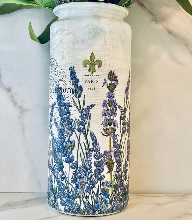 French Country Style Vase, French Farmhouse Style Vase, Lavender Floral ...
